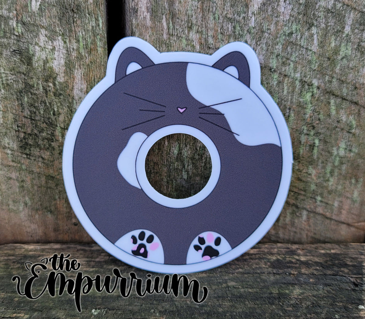 Donut Cat Vinyl Sticker - Black and White – TheEmpurrium