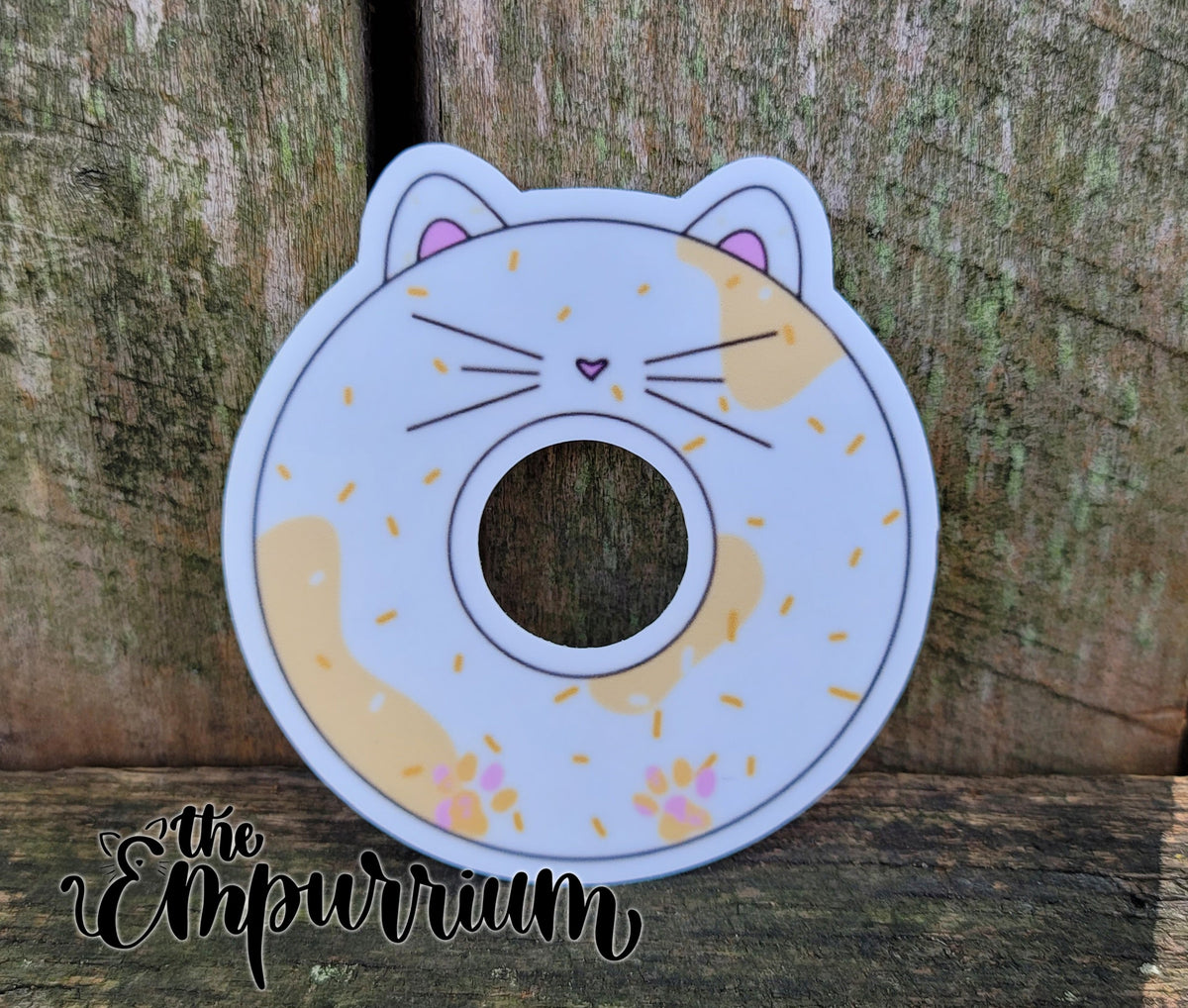 Donut Cat Vinyl Sticker - White and Cream – TheEmpurrium