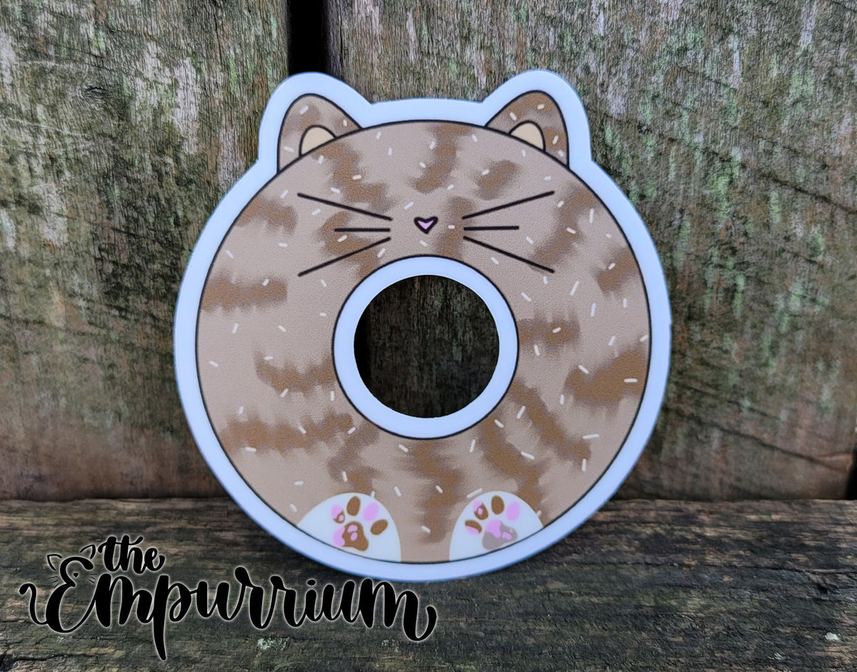 Donut Cat Vinyl Sticker - Brown Tabby – TheEmpurrium