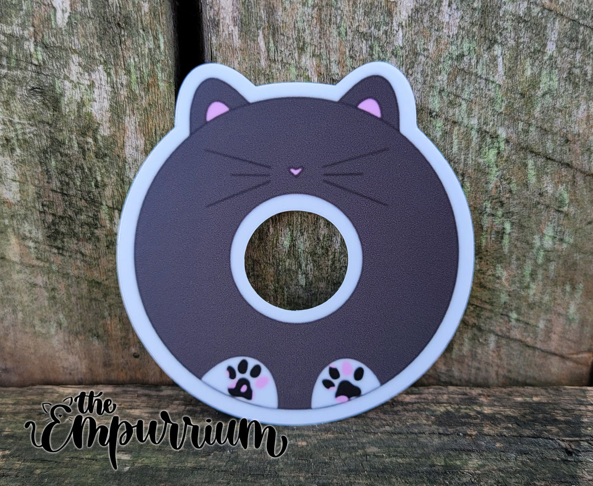 Donut Cat Vinyl Sticker - Black – TheEmpurrium